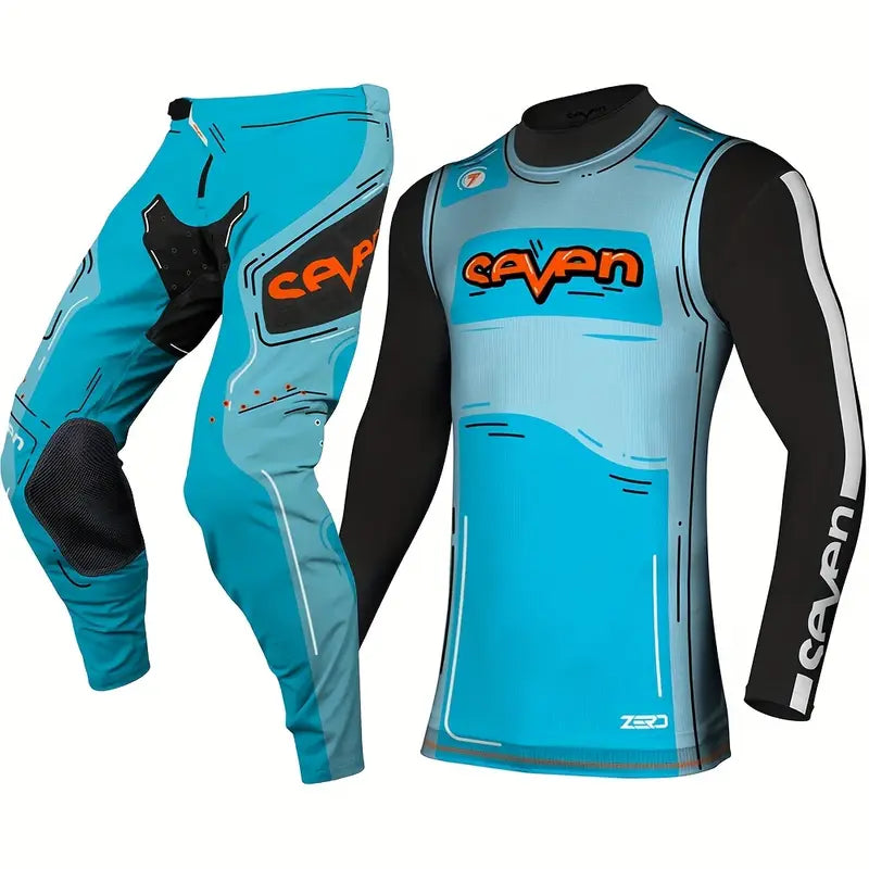 SEVEN ZERO HIJACK BLACK CYAN GEAR SET BLUE MOTOCROSS | MX JERSEY SET ...